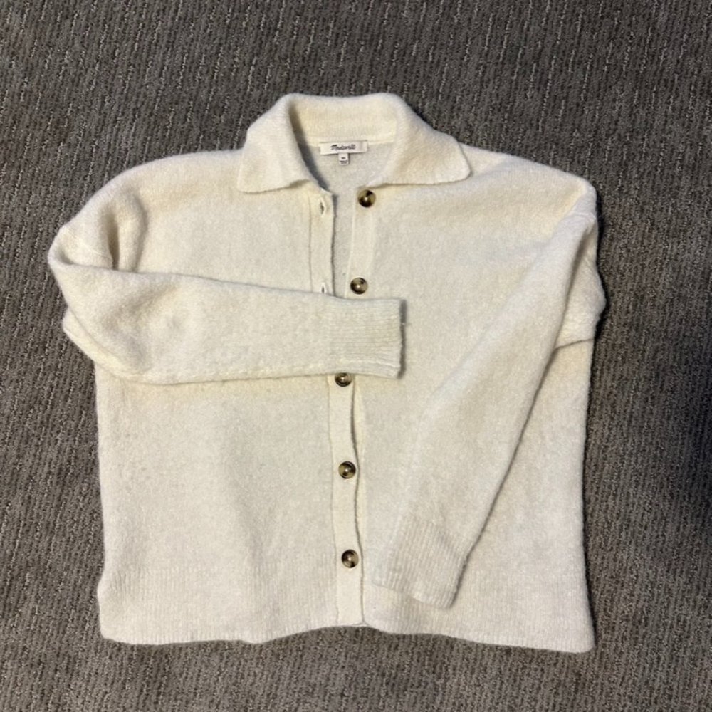 Madewell Merino Wool Button Up White Sweater - Gem